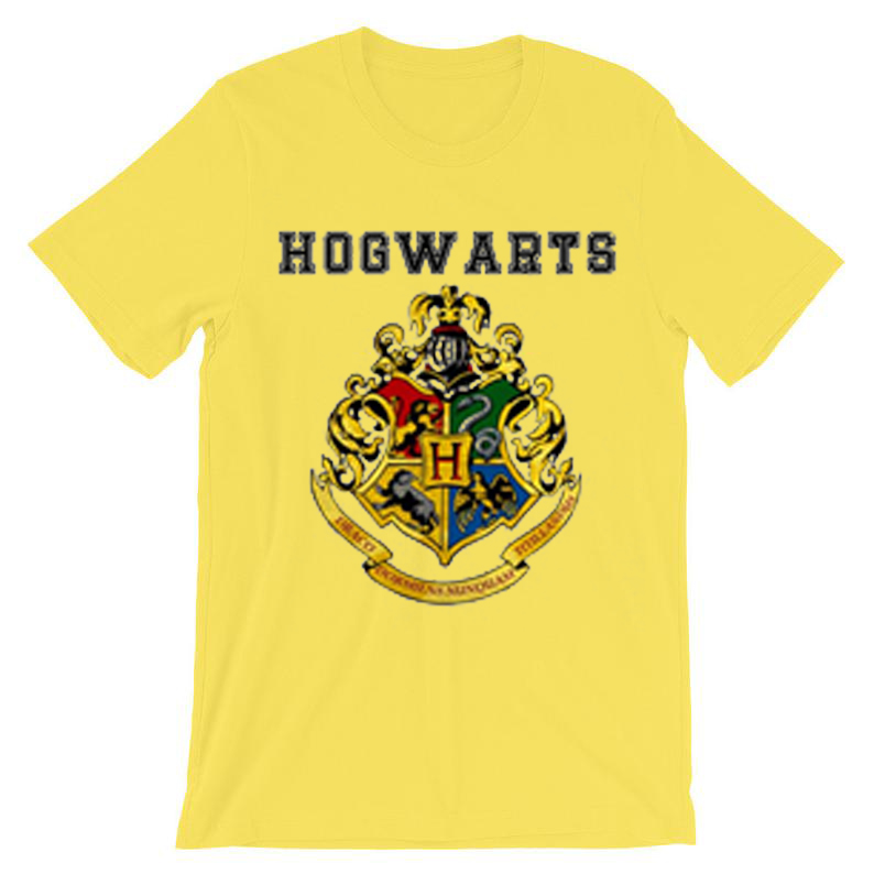 hogwarts logo harry potter Unisex Yellow T shirts